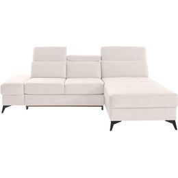 Ecksofa Home Affaire "Cardiz L-Form", beige (natur), B:246cm H:83cm T:173cm, Webstoff (100% Polyester);Luxus-Microfaser Paris (90% Polyester/10% Polyamid);Struktur fein (100% Polyester);Samtoptik (100% Polyester), Sofas, Ecksofa, inkl.Kopfteilverstellung und Federkern wahlweise mit Bettfunktion