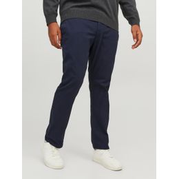 Jack & Jones PlusSize Chinohose "JPSTMARCO JJDAVE LC NOOS PLS", Herren, Gr. 42 (4XL), L&auml;nge 34, blau (navy blazer), Web, Obermaterial: 98% Baumwolle, 2% Elasthan, JACK & JONES PLUSSIZE, unifarben, slim fit kn&ouml;chellang, Hosen Chinohose