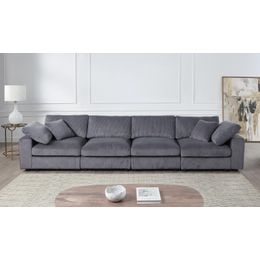 4-Sitzer OTTO HOME "Bennid, XXL-Modulsofa mit vielen individuellen Stellm&ouml;glichkeiten", grau, B:351cm H:82cm T:101cm, 100% PES, Sofas, inklusive 2 gro&szlig;en & 2 kleinen Zierkissen im flauschigen Cord