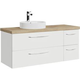 Waschtisch SAPHIR "Serie 4035", wei&szlig; (schneewei&szlig; glanz, wei&szlig; glanz), B:118cm H:61,2cm T:44,5cm, Holzwerkstoff, Waschtische, Waschtisch, 118 cm mit Keramik-Aufsatzbecken und Waschtischplatte