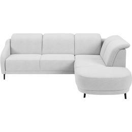 Sit & More Ecksofa SIT & MORE "Blues L-Form", silber, B:258cm H:93cm T:249cm, 100% Polyester, Sofas, Ecksofa, wahlweise mit Klapptisch und USB