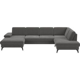 Sit & More Wohnlandschaft SIT & MORE "Morris Jubi", grau (stone), B:335cm H:82cm T:212cm, 100% Polyester, Sofas, Wohnlandschaft, wahlweise mit Armteilverstellung, Bettfunktion & Bettkasten