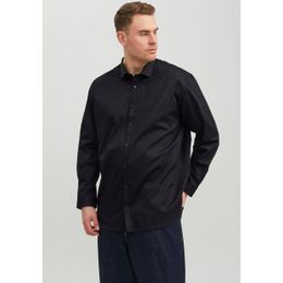 Jack & Jones PlusSize Langarmhemd "JPRBLACARDIFF SHIRT", Herren, Gr. 3XL, N-Gr, schwarz, Web, Obermaterial: 100% Baumwolle, JACK & JONES PLUSSIZE, Hemden