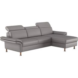Ecksofa Home Affaire "Calypso L-Form", grau (hellgrau), B:260cm H:85cm T:172cm, 100% Polyester, Sofas, Ecksofa, mit motorischen Funktionen im Sofa und Recamiere