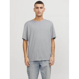 Jack & Jones Rundhalsshirt JACK & JONES "JJEORGANIC BASIC TEE SS O-NECK NOOS", Herren, Gr. XS, grau (ultimate grau), Single Jersey, Obermaterial: 100% Baumwolle, unifarben, regular fit normal, Rundhals, Shirts Rundhalsshirt, Baumwolle, regular fit