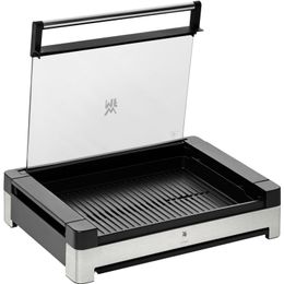 Tischgrill WMF "LONO", silber (edelstahlfarben), B:51,5cm H:11,5cm T:41cm, Kontaktgrill_Standgrill_Tischgrill_Teppanyakigrill, mit Glasdeckel