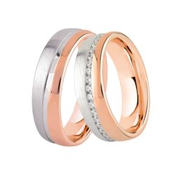 Trauring DOOSTI "Schmuck Geschenk Silber 925 Trauring Ehering Partnerring LIEBE" Gr. 56, rosa (ros&eacute;goldfarben, silberfarben), Fingerringe, Damen, 56,mit Zirkonia, Silber 925 (Sterlingsilber), 6mm, Trauring, wahlweise mit oder ohne Zirkonia