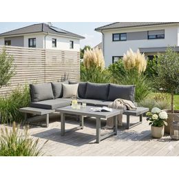 Gartenlounge-Set Konifera "Hamburg", grau (grau, anthrazit), Aluminium, Sitzm&ouml;bel-Sets, h&ouml;henverstellbarer Tisch, inkl. Schutzh&uuml;lle, Aluminiumgestell, Topseller