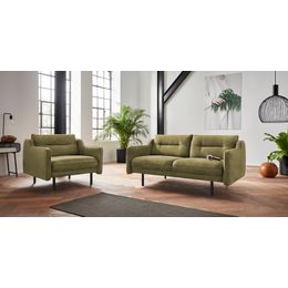2-Sitzer OTTO HOME "Nordfyn", gr&uuml;n (oliv), B:169cm H:81cm T:92cm, Struktur weich (100% Polyester);Luxus-Microfaser Lederoptik (100% Polyester);100% NaturLEDER, Sofas, edles Design in 3 Bezugsqualit&auml;ten, Design by Morten Georgsen