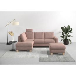 Ecksofa Home Affaire "Summer L-Form", rosa (altrosa), B:236cm H:91cm T:170cm, 95% Polyester, 5% Polyamid, Sofas, Ecksofa, mit Ottomane, wahlweise mit Bettfunktion und Bettkasten, Cord-Bezug