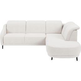 Sit & More Ecksofa SIT & MORE "Blues L-Form", wei&szlig;, B:258cm H:93cm T:249cm, 100% Polyester, Sofas, Ecksofa, wahlweise mit Klapptisch und USB
