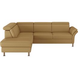 Ecksofa Home Affaire "Calypso L-Form", gelb (dijon), B:259cm H:85cm T:227cm, 100% Polyester, Sofas, Ecksofa, mit Relaxfunktion motorisch im Sofa 2,5- Sitzer