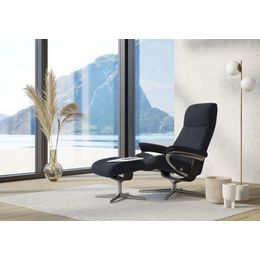 Relaxsessel stressless "View", blau (shadow blau paloma), B:91cm H:110cm T:85cm, Leder PALOMA: PALOMA ist ein durchgef&auml;rbtes Semianilin-M&ouml;belleder mit nat&uuml;rlicher Narbung., Sessel, Relaxsessel, mit Cross Base, Gr&ouml;&szlig;e S, M & L, Holzakzent Schwarz