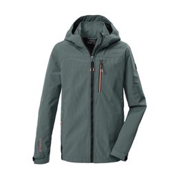 Softshelljacke Killtec "KOS 143 BYS SFTSHLL JCKT", Jungen, Gr. 152, grasgr&uuml;n, Oberseite: 100% Polyester;R&uuml;ckseite: 100% Polyester;Futter: 100% Polyester, Jacken Softshelljacke, Winddichte, wasserabweisende Softshelljacke mit Karomuster
