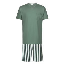 Mey Pyjama 'Palm Stripes' Herren Gr&ouml;&szlig;e M gr&uuml;n / wei&szlig;