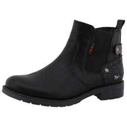 Mustang Shoes Damen Winterboots "Elfi", Gr. 45schwarz, Lederimitat, Textil, Schuhe, Winterboots mit Stretcheinsatz
