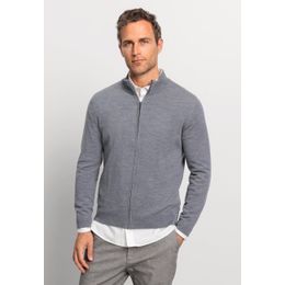 Sweatjacke OLYMP "OLYMP Casual Strick", Herren, Gr. L, silbergrau, 100% Schurwolle, Sweatjacken Sweatjacke