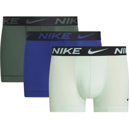 Trunk NIKE UNDERWEAR "TRUNK 3PK", Herren, Gr. L, 3 Stk., mint foam, deep royal blau, fir, Jersey, Obermaterial: 92% Polyester, 8% Elasthan, kontrastfarbene Details, unifarben, k&ouml;rpernah, Unterhosen, mit NIKE Logo-Elastikbund