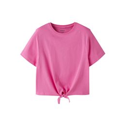 Kurzarmshirt name it "NKFVAYA SS LOOSE TOP NOOS", Jungen, Gr. 134/140, strawberry moon, Jersey, Obermaterial: 100% Baumwolle, unifarben, normal, Rundhals, Shirts, Baumwolle, Schleifen-Detail am Saum