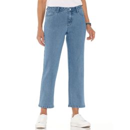 Bequeme Jeans Casual Looks, Damen, Gr. 21, Kurzgr&ouml;&szlig;en, blau (blau, bleached), 78% Baumwolle, 20% Polyester, 2% Elasthan, unifarben, lang, Jeans