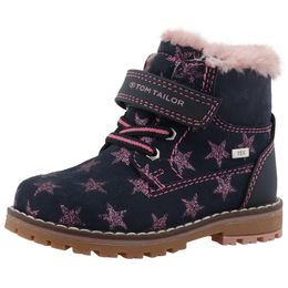 Winterboots Tom Tailor, M&auml;dchen, Gr. 20, navy, rosa, Lederimitat, Glitzer, Schuhe Winterboots, mit Klettverschluss