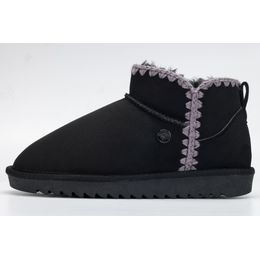 Schlupfboots Kangaroos "K-UW MOCK", Damen, Gr. 37, schwarz (jet schwarz, steel grau), Textil, Schuhe Schlupfboots, Winterschuhe, Winterboots, Snowboots, Schlupfstiefel
