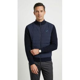 Hybridjacke OLYMP, Herren, Gr. XL, marine, Strick, Obermaterial: 70% Baumwolle, 30% Wolle, regular fit, Rippb&uuml;ndchen, Jacken, mit gesteppten Eins&auml;tzen, Modern fit, Stehkragen