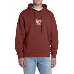 Hoodie Replay, Herren, Gr. XXL, chocolate, Sweatware, Obermaterial: 100% Baumwolle, bedruckt, h&uuml;ftbedeckend, Rippb&uuml;ndchen, Sweatshirts Hoodie, mit gro&szlig;em R&uuml;ckenprint