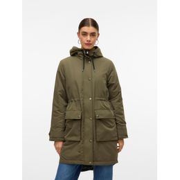 V&eacute;ro Moda Langmantel VERO MODA "VMSAVANNE COAT GA BOO", Damen, Gr. M, gr&uuml;n (grape leaf), Web, Obermaterial: 100% Polyester, unifarben mit Farbeinsatz, regular fit, M&auml;ntel