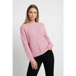 Strickpullover Only CARMAKOMA "CARMILOUZ LS RIB PULLOVER KNT", Damen, Gr. S, romance rose, Strick, Obermaterial: 100% Polyacryl, unifarben, Rundhals, Rippstrickb&uuml;ndchen, Pullover Strickpullover