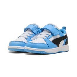 Sneaker Puma "REBOUND V6 LO AC+ INF", M&auml;dchen, Gr. 23, team light blau, Puma schwarz, Puma wei&szlig;, Synthetik, mehrfarbig, Schuhe Sneaker, mit Klettverschluss, weiche Einlegesohle, profilierte Gummilaufsohle