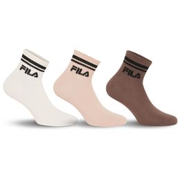 Fila Damen Kurzsocken, Gr. 39mocha mousse, Baumwollmischung, Socken, Cotton-Mix, Unisex, Kontraststreifen