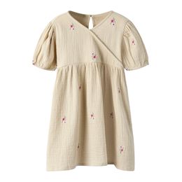 name it Kleid 'NMFDUNIANA' M&auml;dchen Gr&ouml;&szlig;e 122 beige / gr&uuml;n / rosa
