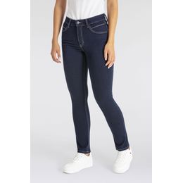 Gerade Jeans MAC "MELANIE dragon-fly", Damen, Gr. 38, L&auml;nge 34, blau (schwarz rinsewash), Denim/Jeans, Obermaterial: 99% Baumwolle, 1% Elasthan, figurbetont kn&ouml;chellang, Jeans, Dekoratibe Nietendetails auf der hinteren Tasche