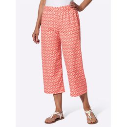 7/8-Hose Classic Basics, Damen, Gr. 48, Normalgr&ouml;&szlig;en, orange (ecru, hummer, bedruckt), 100% Polyester, gemustert, mehrfarbig, Hosen 7/8-Hose