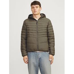 Jack & Jones Steppjacke JACK & JONES "JJESTATE PACKABLE PUFFER HOOD NOOS", Herren, Gr. M, gr&uuml;n (canteen), Web, Obermaterial: 100% Polyester, unifarben, regular fit taillenbedeckt, ohne Ausschnitt, elastischer Bund, Jacken Steppjacke, mit Kapuze