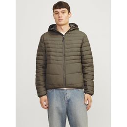 Jack & Jones Steppjacke JACK & JONES "JJESTATE PACKABLE PUFFER HOOD NOOS", Herren, Gr. XS, gr&uuml;n (canteen), Web, Obermaterial: 100% Polyester, unifarben, regular fit taillenbedeckt, ohne Ausschnitt, elastischer Bund, Jacken Steppjacke, mit Kapuze