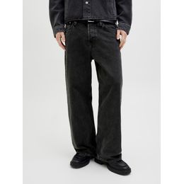 Jack & Jones Relax-fit-Jeans JACK & JONES "JJIDAVE JJCOOPER AM 368/868/888 NOOS", Herren, Gr. 28, L&auml;nge 32, blau (schwarz denim), Denim/Jeans, Obermaterial: 100% Baumwolle, unifarben, weit kn&ouml;chellang, Jeans