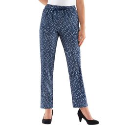Jerseyhose Classic Basics, Damen, Gr. 22, Kurzgr&ouml;&szlig;en, blau (marine, millefleurs), 100% Polyester, gemustert, lang, Hosen Jerseyhose