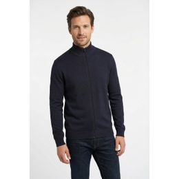 Strickjacke LINDBERGH, Damen, Gr. M, blau (navy), Strick, Obermaterial: 100% Baumwolle, unifarben, regular fit h&uuml;ftbedeckend, Rundhals, Rippb&uuml;ndchen, Strickjacken Strickjacke, mit Stehkragen und Rei&szlig;verschluss