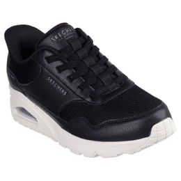 Slip-On Sneaker Skechers "UNO-SIMPLIFIED SLIP-IN", Damen, Gr. 40, schwarz, Lederimitat, Textil, Schuhe Slip-On Sneaker, Keilsneaker, Slipper mit integrierter Slip-Ins Technologie