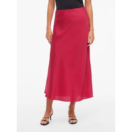 Maxirock Vila "VIELLETTE HW LONG SKIRT - NOOS", Damen, Gr. 38, jazzy, Web, Obermaterial: 100% Polyester, unifarben, Basic schmal wadenlang, R&ouml;cke Maxirock, Kunstfaser