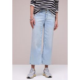 Loose-fit-Jeans Street One "Style Emee", Damen, Gr. 32, L&auml;nge 26, bleached random wash, Denim/Jeans, Obermaterial: 89% Baumwolle, 8% Polyester, 3% Elasthan, unifarben, loose fit lang, Jeans Loose-fit-Jeans, Wide Leg Jeans mit Stretch, Topseller