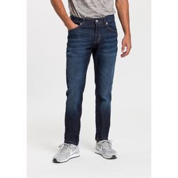 Comfort-fit-Jeans Bruno Banani "Floyd", Herren, Gr. 38, L&auml;nge 32, blau (dunkelblau), Denim/Jeans, Obermaterial: 82% Baumwolle, 16% Polyester, 2% Elasthan, Basic, bequem lang, Jeans, gerade Beinform, mit Eingrifftaschen, niedrige Leibh&ouml;he