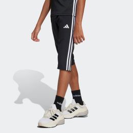 Trainingshose adidas Performance "TIRO 25 ESSENTIALS KIDS 3/4-, GEWEBT", Damen, Gr. 128, N-Gr, schwarz-wei&szlig; (schwarz, wei&szlig;,), Obermaterial: 86% Polyester, 14% Elasthan, 3/4-L&auml;nge, Hosen Trainingshose