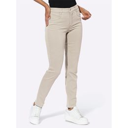 Slim-fit-Jeans Ascari, Damen, Gr. 19, Kurzgr&ouml;&szlig;en, beige (sand), 91% Baumwolle, 6% Polyester, 3% Elasthan, unifarben, lang, Jeans Slim-fit-Jeans, Topseller