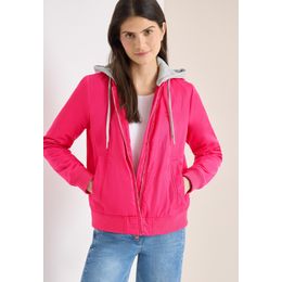 Blouson Cecil, Damen, Gr. XL (44), beetroot pink, Web, Obermaterial: 100% Polyester. Futter: 100% Polyester. Wattierung: 100% Polyester, unifarben mit Farbeinsatz, normal h&uuml;ftbedeckend, Rundhals, B&uuml;ndchen, Jacken Blouson, mit abnehmbarer Sweat-Kapuze