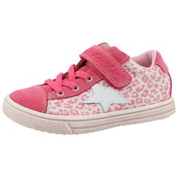 Sneaker Lurchi "Salita", M&auml;dchen, Gr. 32, rosa (rosa, wei&szlig;), Lederimitat, Textil, Veloursleder, Antik-Look, kontrastfarbene Details, Schuhe Sneaker, Schn&uuml;rer im Animal-Look, Gr&ouml;&szlig;enschablone zum Download