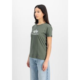 T-Shirt Alpha Industries "New Basic T-Shirt BL W", Damen, Gr. M, gr&uuml;n (schwarz olive), Obermaterial: 100% Baumwolle, Shirts T-Shirt