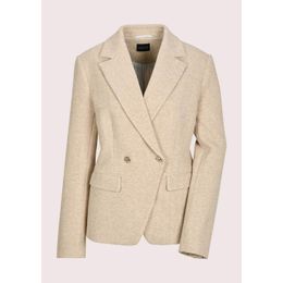 Madeleine Mode Jackenblazer MADELEINE "Blazer Strukturblazer mit Fischgratoptik", Damen, Gr. 34, grau (kiesel, melange), Obermaterial: 60% Polyester PES. 38% Baumwolle CO. 2% Elasthan EL., Modern, Blazer, Fischgr&auml;toptik